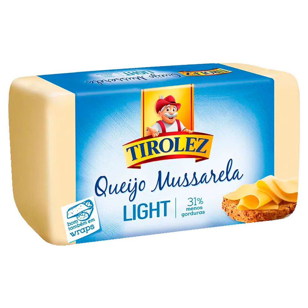 QUEIJO MUSSARELA LIGHT TIROLEZ PECA 1 UNIDADE 4000G - redemix