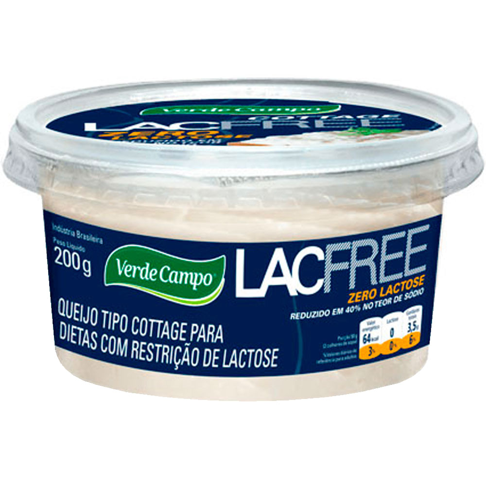 QUEIJO COTTAGE SEM LACTOSE VERDE CAMPO 200G - redemix