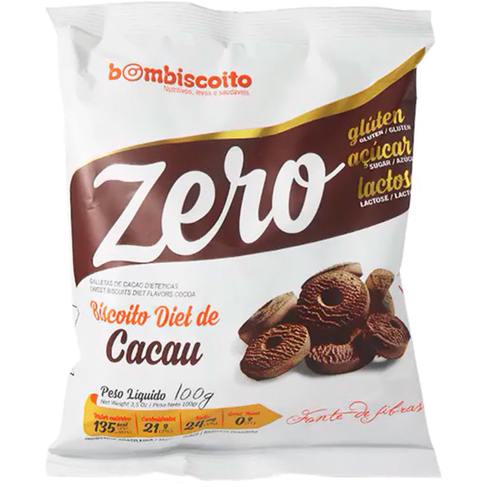 BISCOITO DIET SEM GLUTEN SEM LACTOSE BOMBISCOITO CACAU 100G - redemix