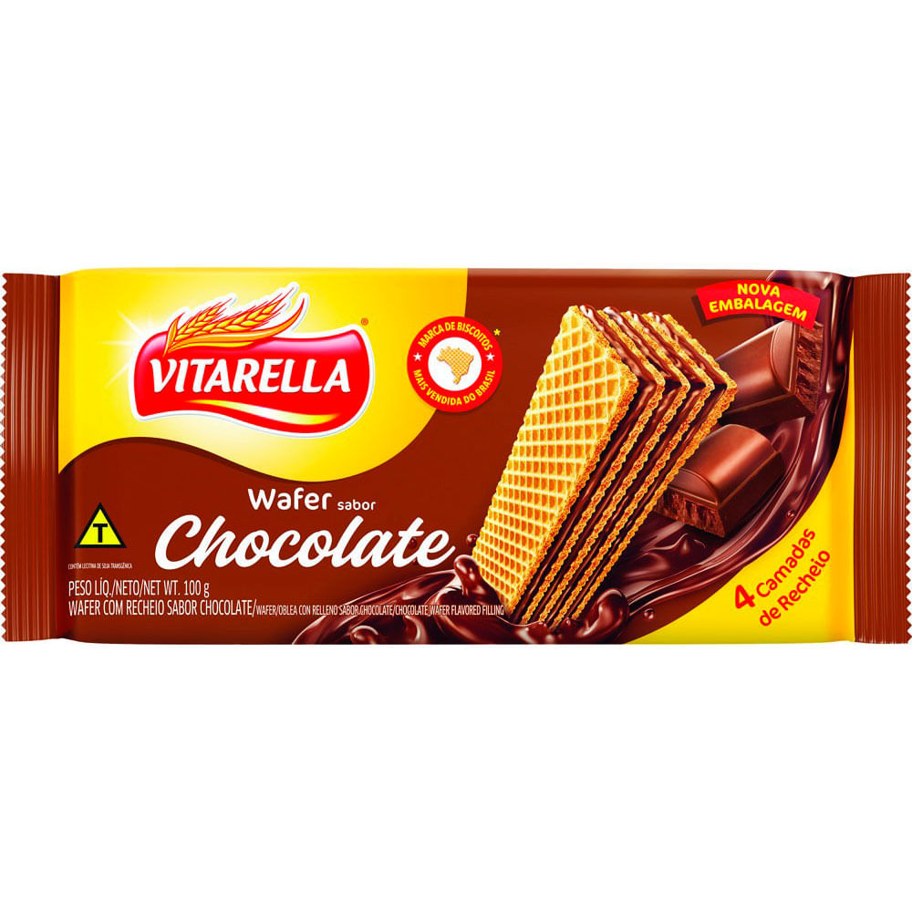 BISCOITO WAFER VITARELLA CHOCOLATE 80G - redemix