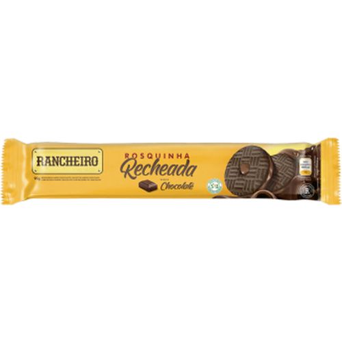 BISCOITO ROSQUINHA RANCHEIRO RECHEADA CHOCOLATE 90G - redemix