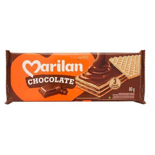 BISCOITO WAFFER MARILAN CHOCOLATE 80G - redemix