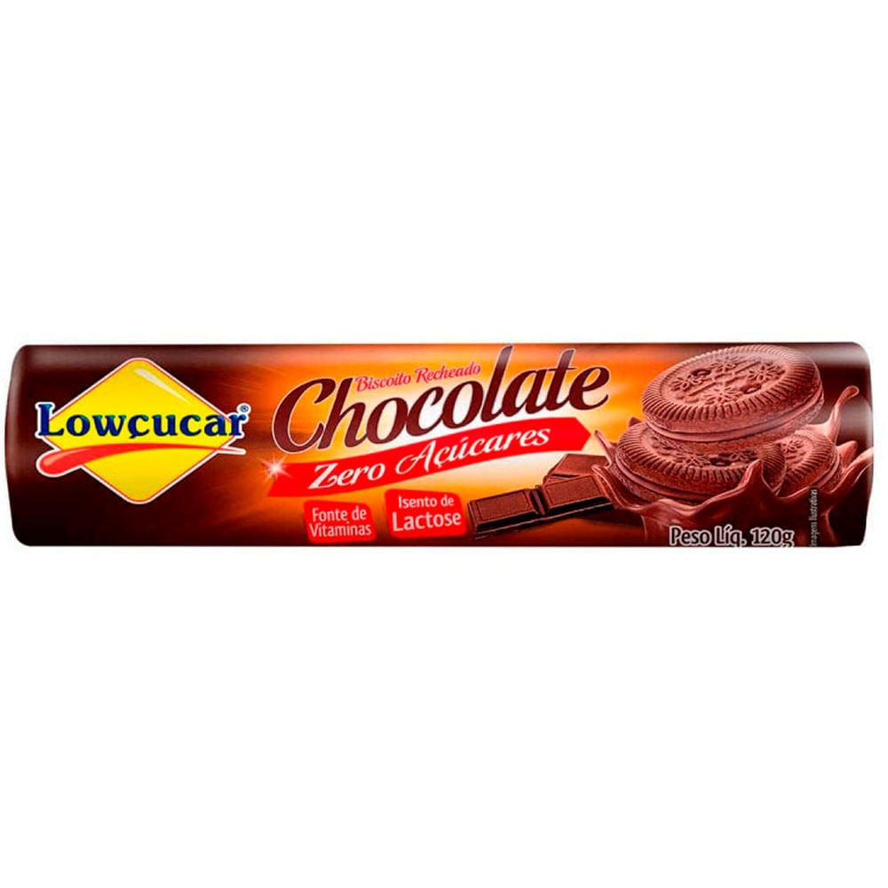 BISCOITO RECHEADO LOWCUCAR ZERO CHOC 120G - redemix
