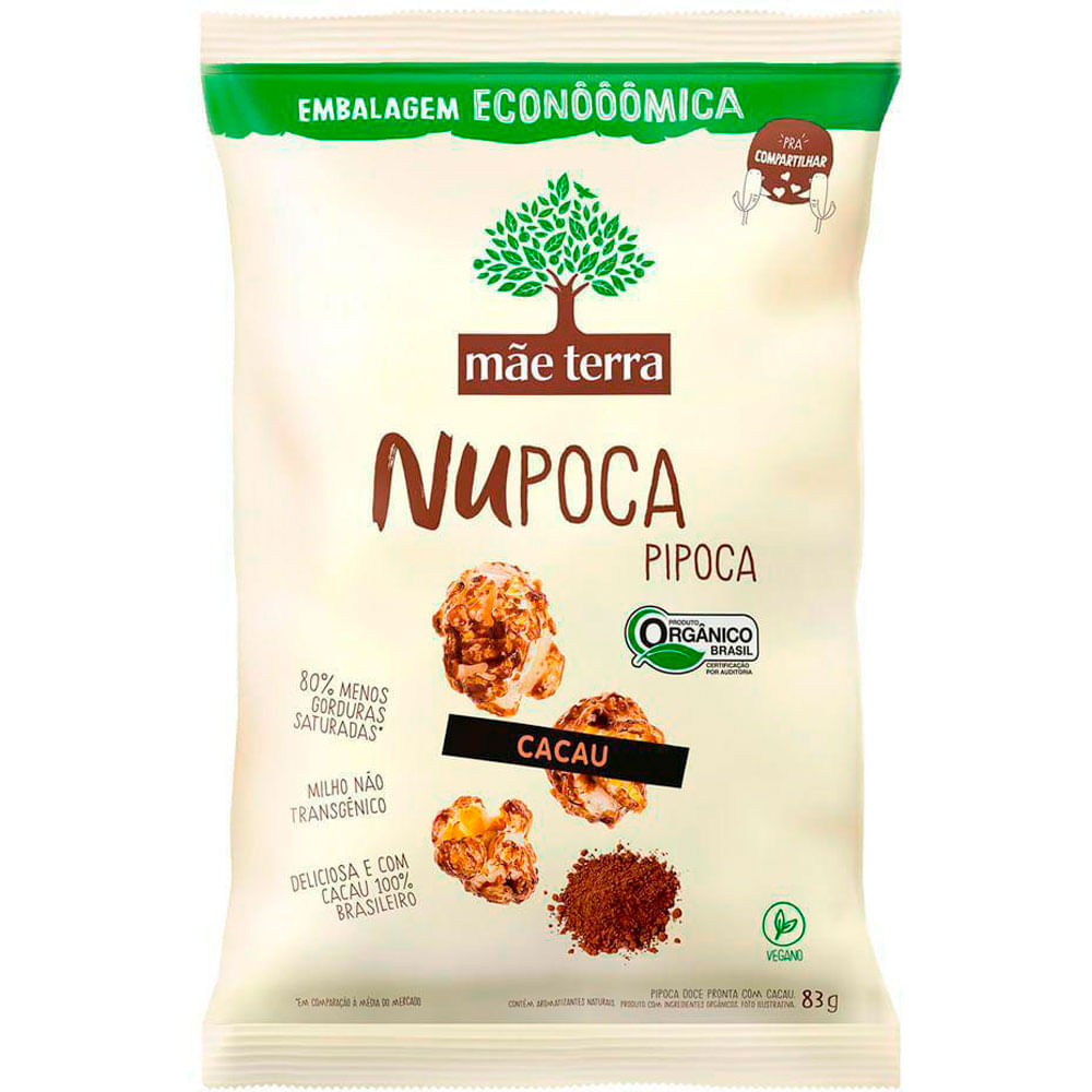 SNACKS PIPOCA ORGANICA MAE TERRA CACAU 45G - redemix