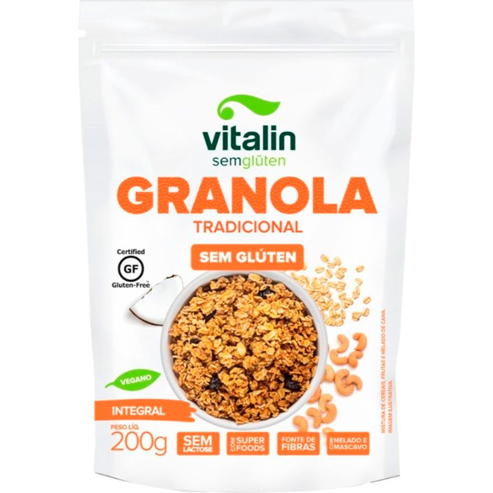 GRANOLA TRADICIONAL VITALIN SEM GLUTÉN 200G - redemix