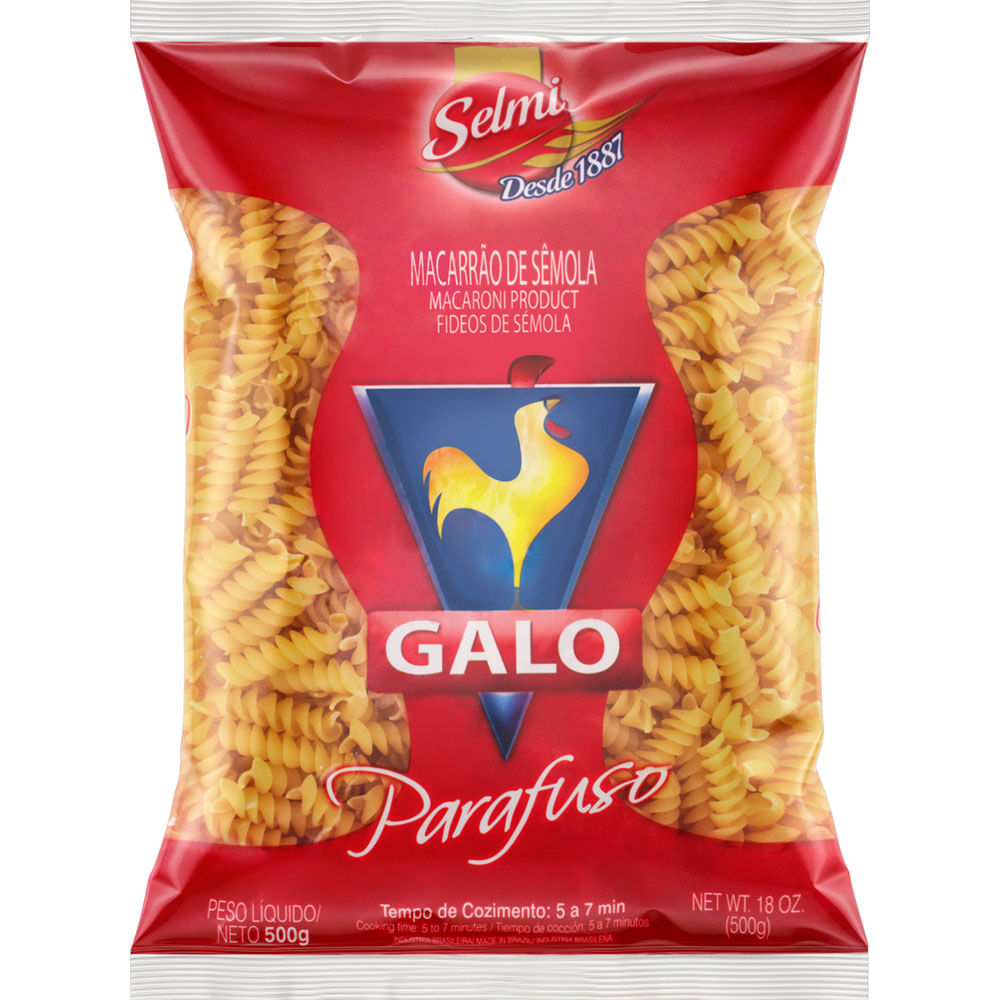 MACARRÃO PARAFUSO GALO 500G - redemix