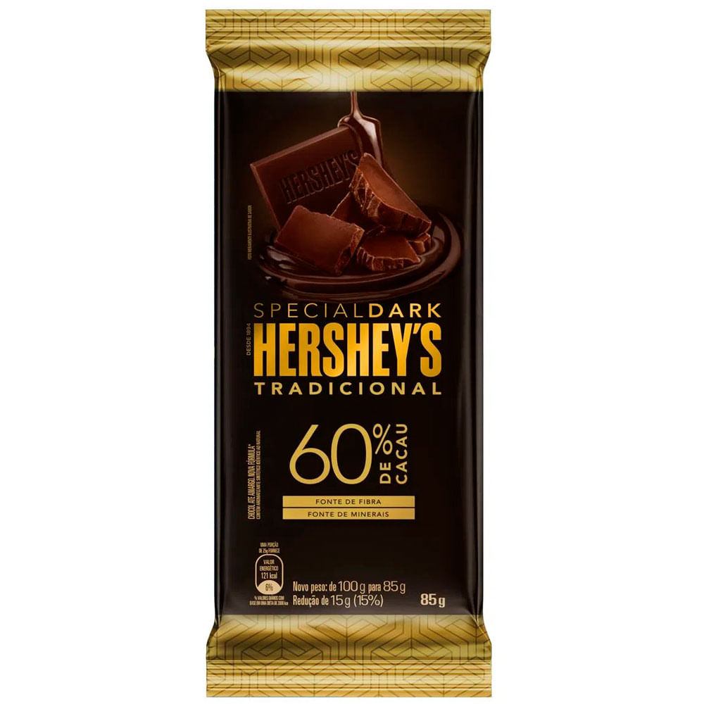 CHOCOLATE 60 HERSHEYS DARK TRADICIONAL 85G - redemix