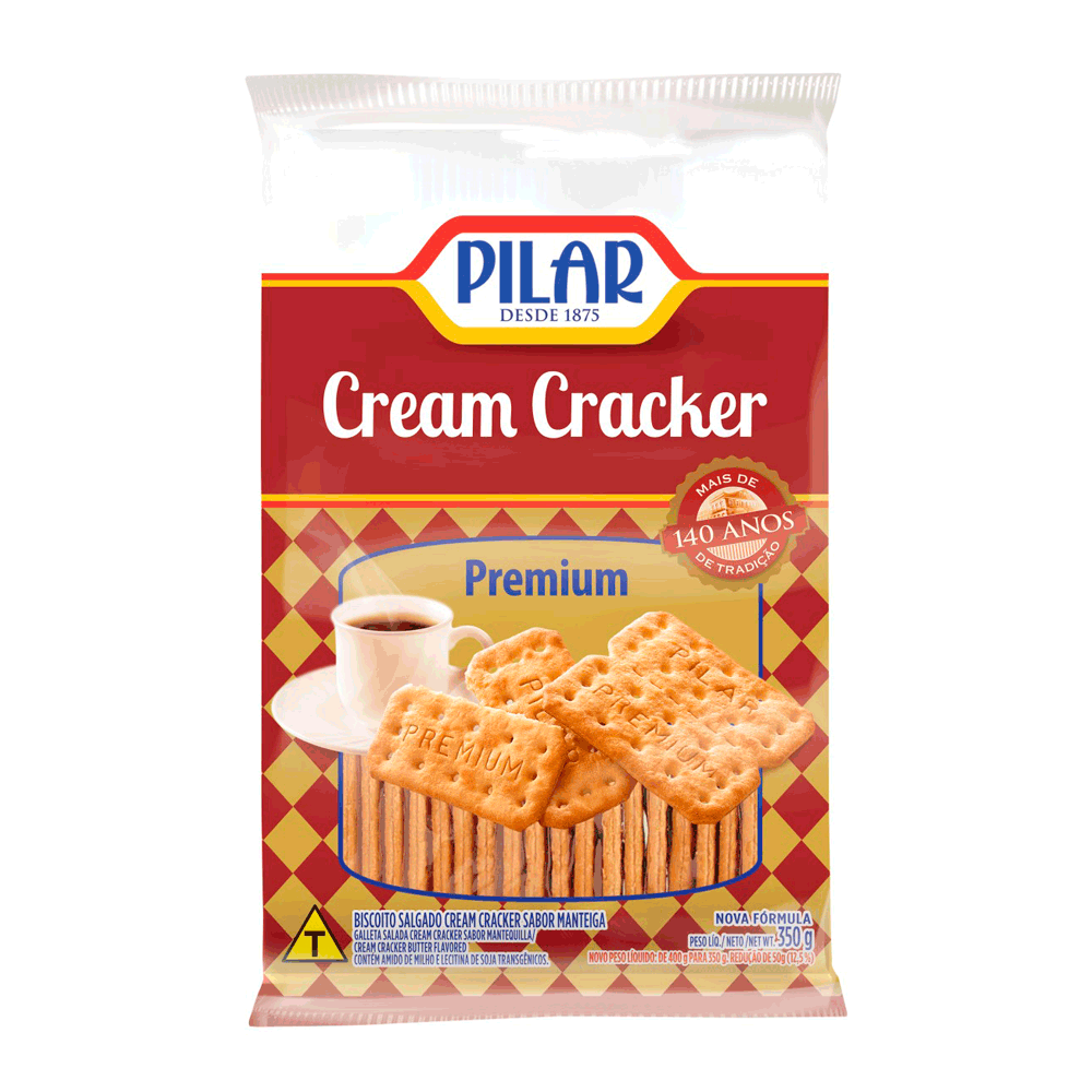 BISCOITO CREAM CRACKER PILAR PREMIUM 350G - redemix
