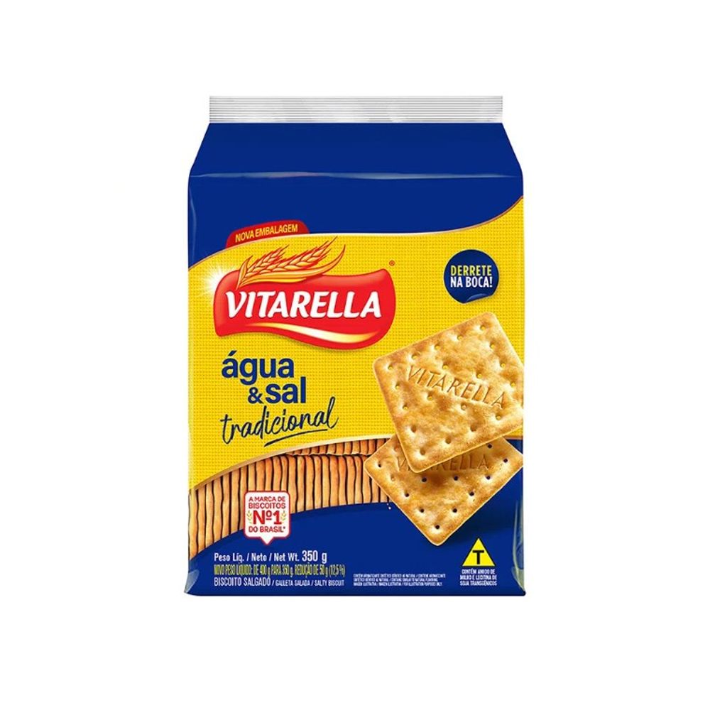 BISCOITO VITARELLA AGUA E SAL 350G - redemix