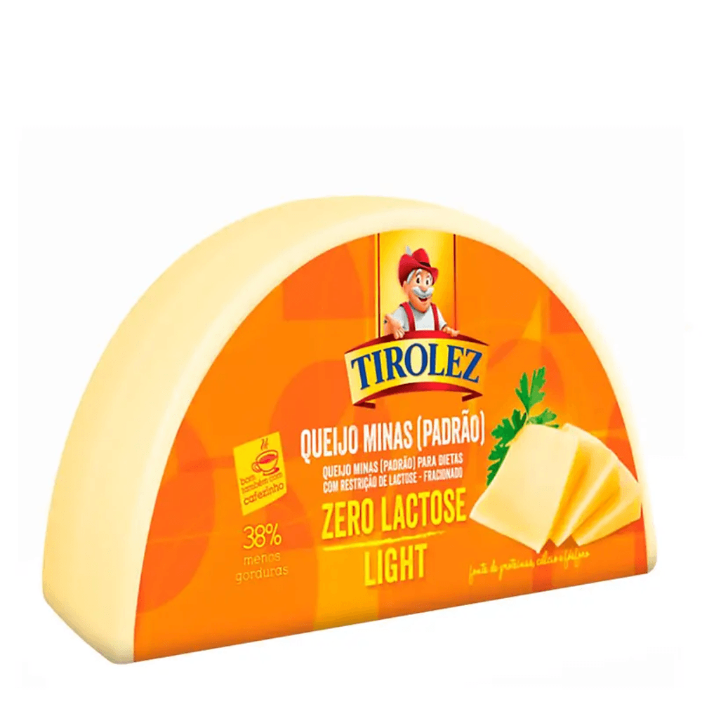 QUEIJO MINAS PADRAO SEM LACTOSE LIGHT TIROLEZ 1 UNIDADE 350G - redemix