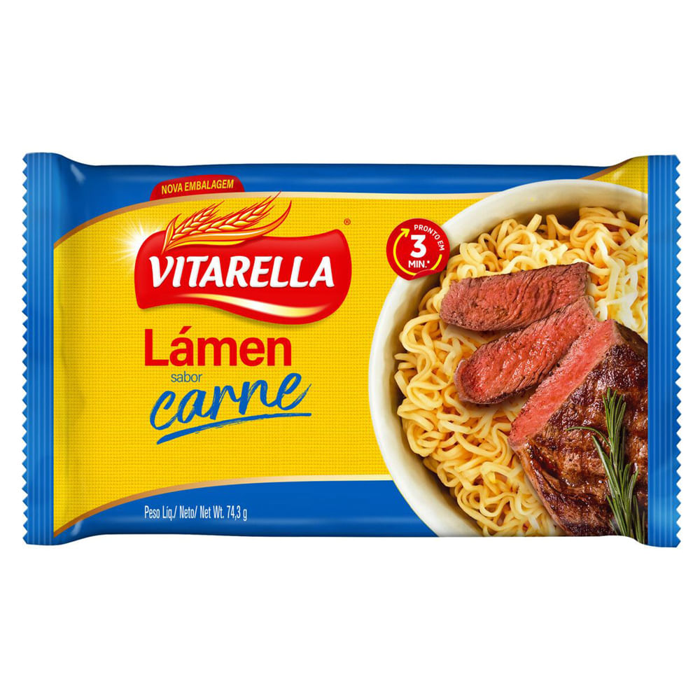 MACARRÃO INSTANTÂNEO VITARELLA LÁMEN CARNE 74.3G - redemix