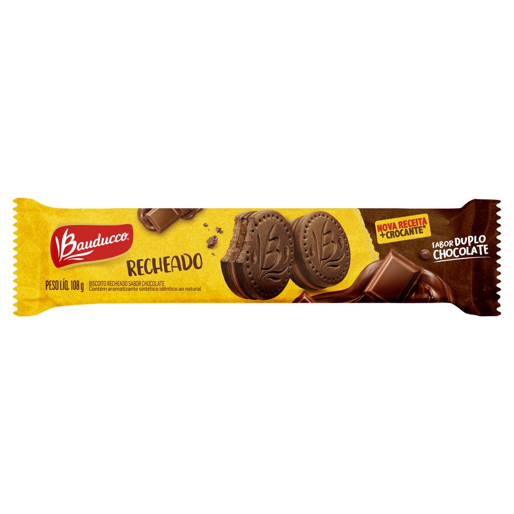 BISCOITO RECHEADO BAUDUCCO DUPLO CHOCOLATE 108G - redemix