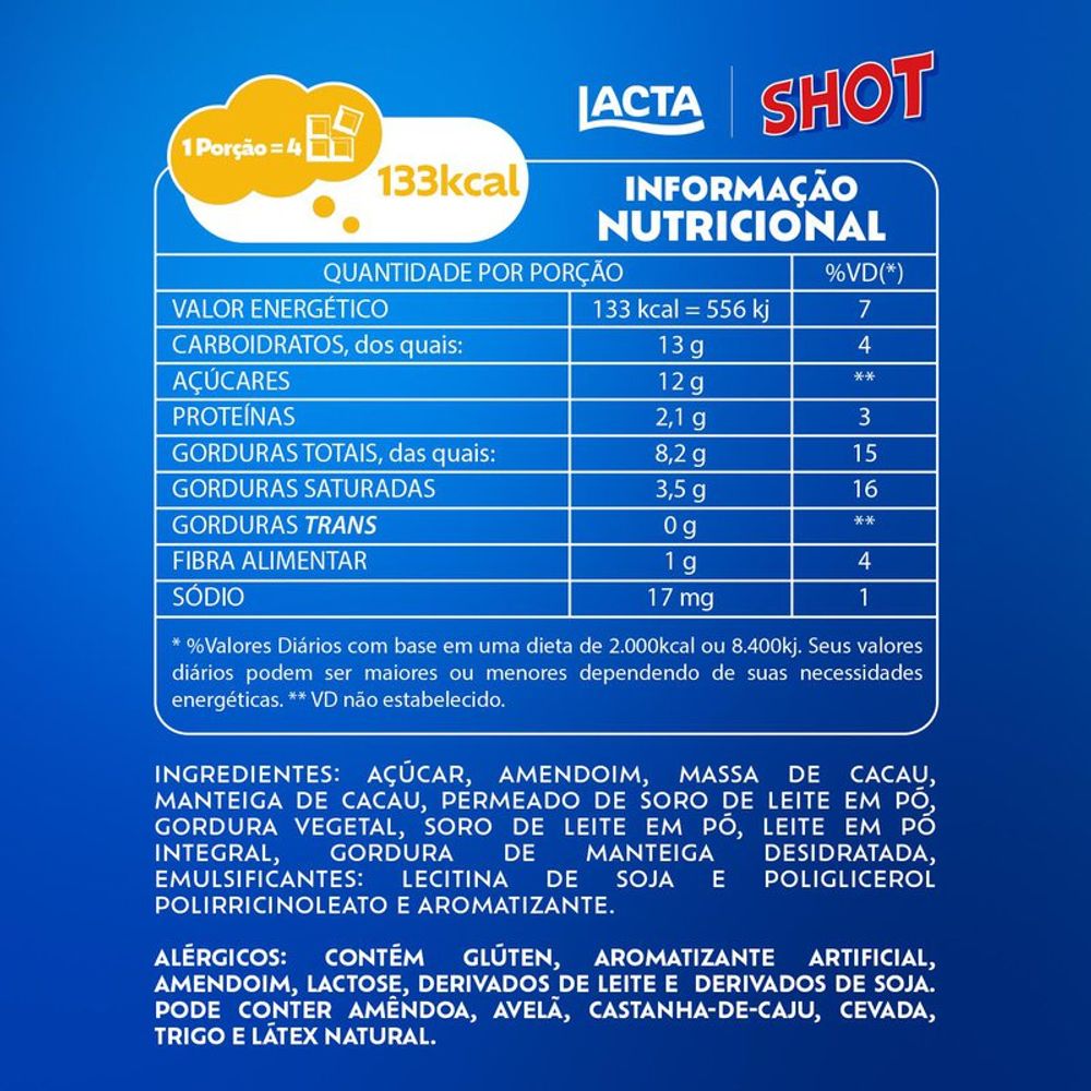 CHOCOLATE LACTA SHOT 80G - redemix