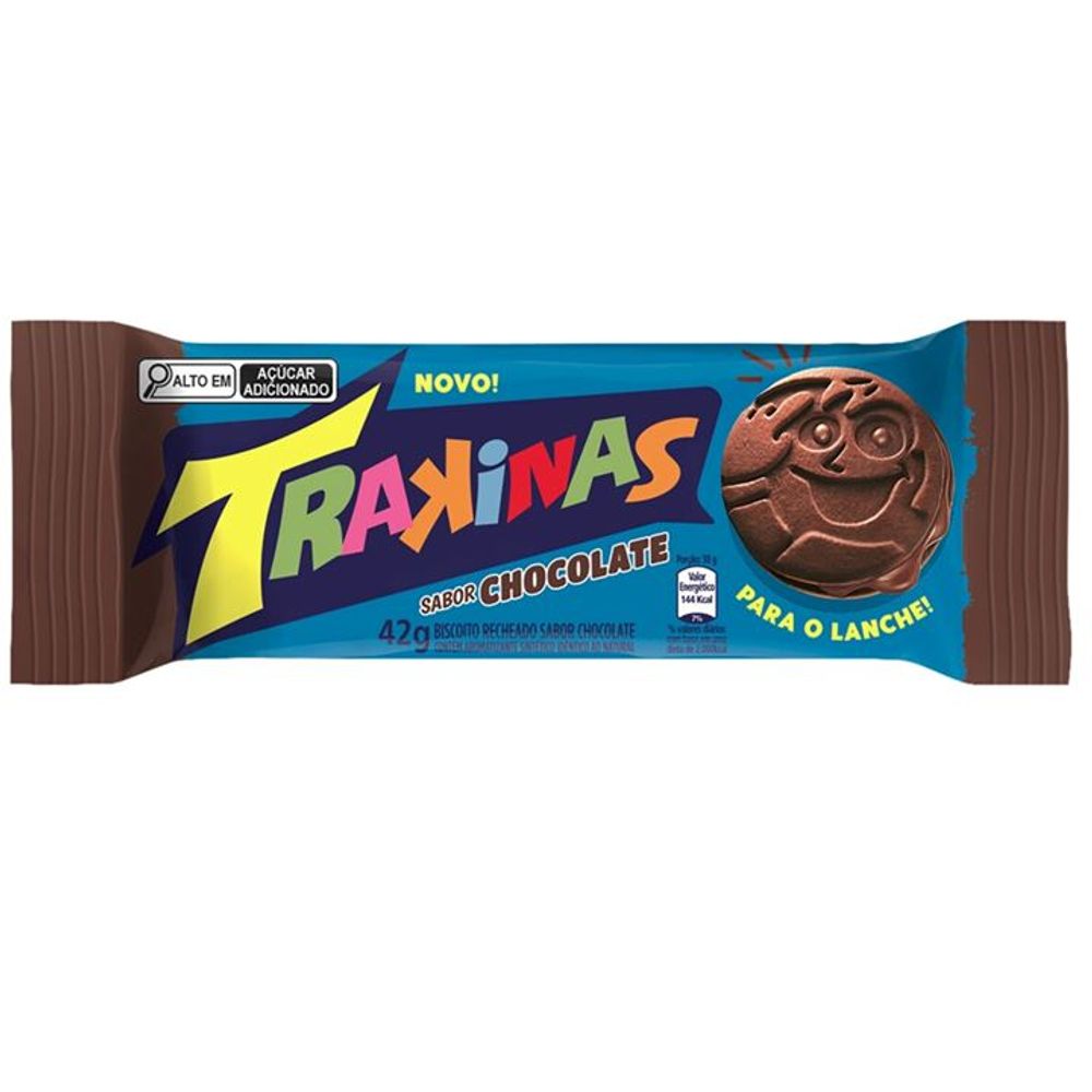 BISCOITO RECHEADO TRAKINAS CHOCOLATE 42G - redemix