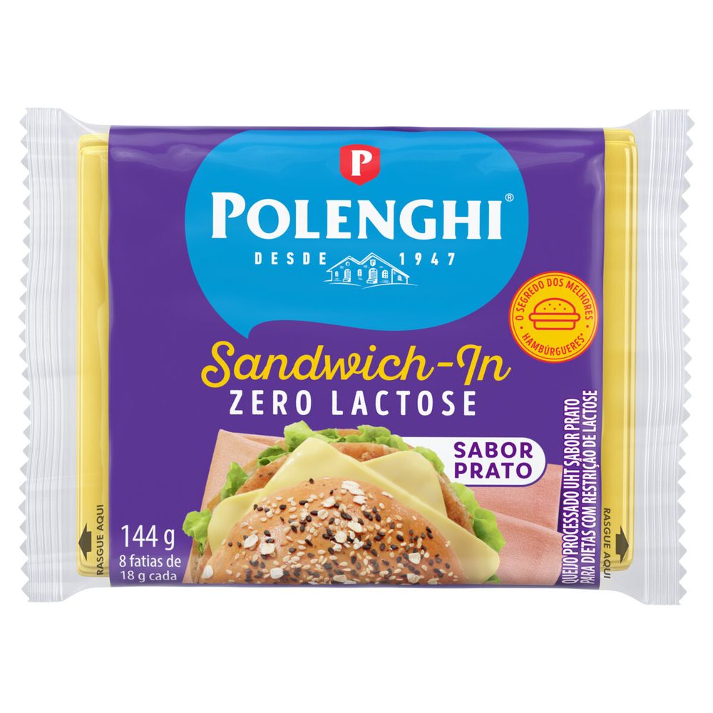 QUEIJO PRATO SEM LACTOSE POLENGHI SANDWICH IN 144G - redemix