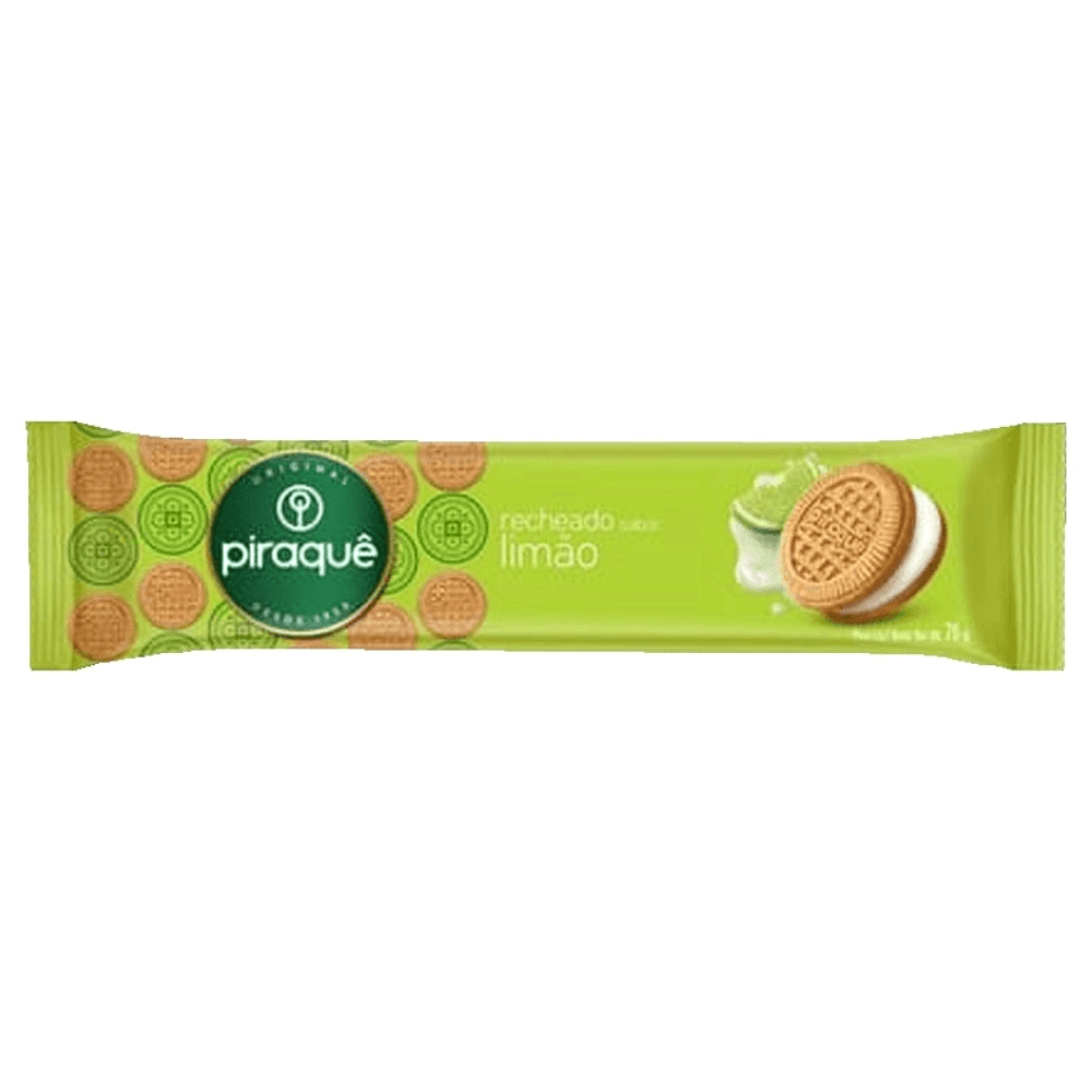 BISCOITO RECHEADO PIRAQUE LIMAO 76G - redemix
