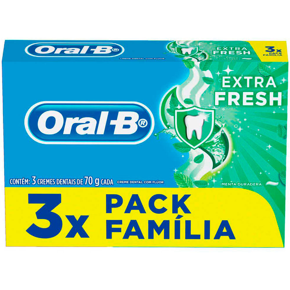 CREME DENTAL ORAL B EXTRA FRESH 3 UNIDADES 70G - redemix