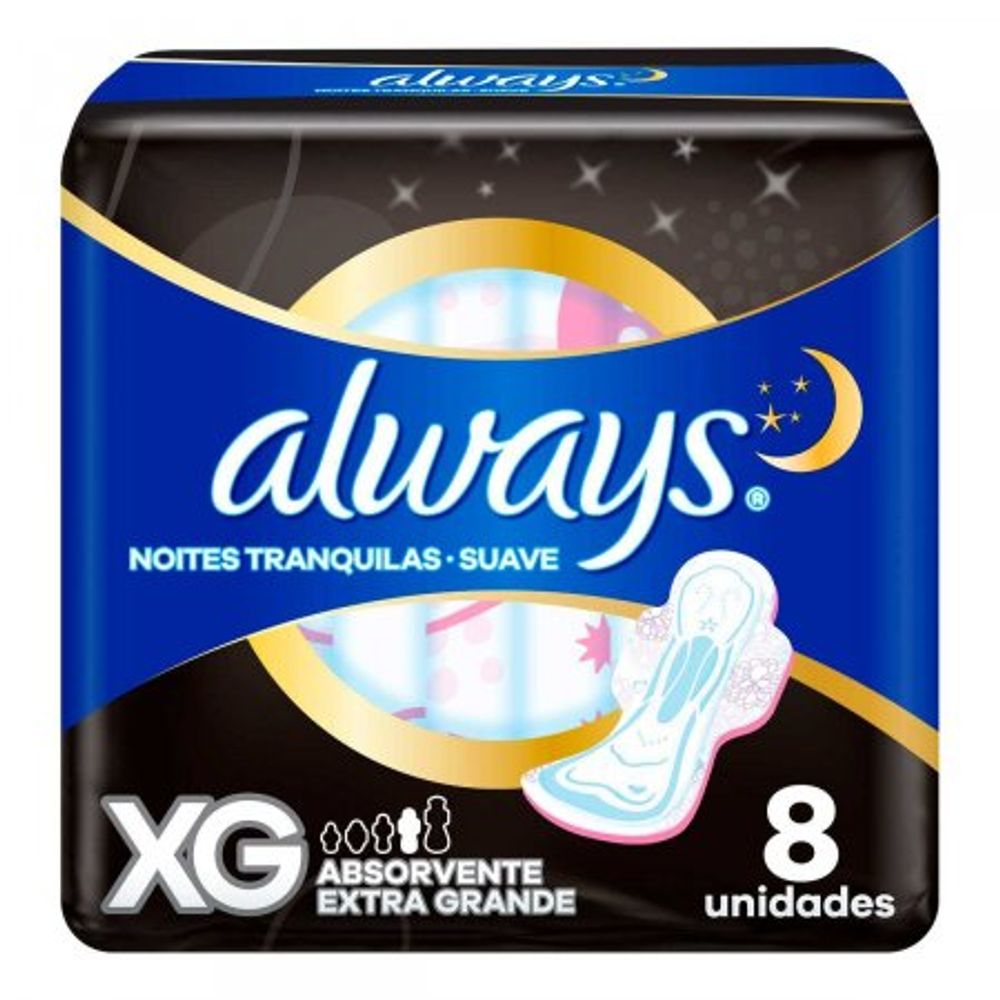 ABSORVENTE ALWAYS COM ABAS NOTURNO XG SUAVE C 8UN - redemix