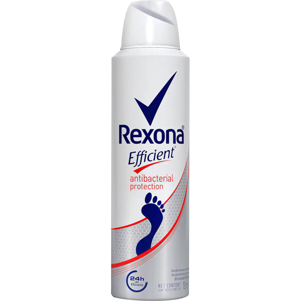 DESODORANTE PARA OS PES REXONA EFFICIENT ANTIBACTERIAL 24H AEROSOL ...