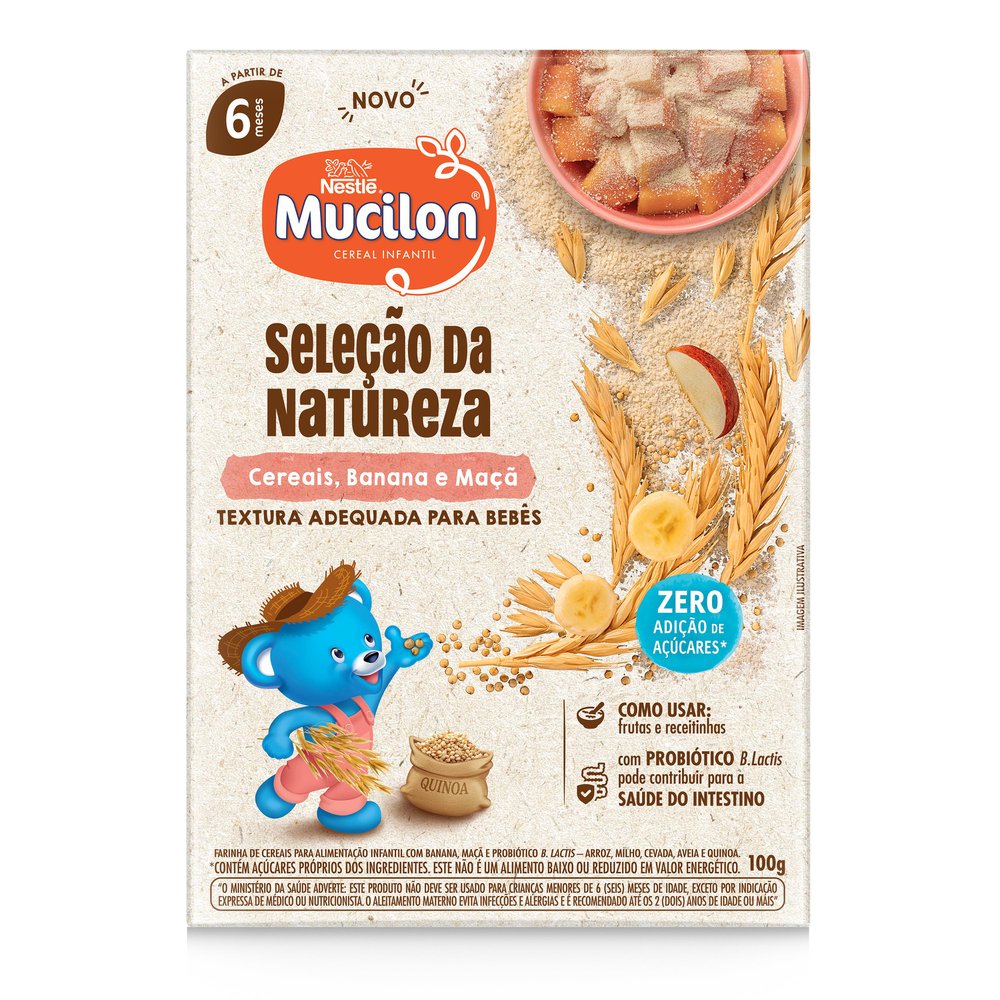 CEREAL INFANTIL MUCILON SELECAO DA NATUREZA QUINOA BANANA E MACA 100G ...