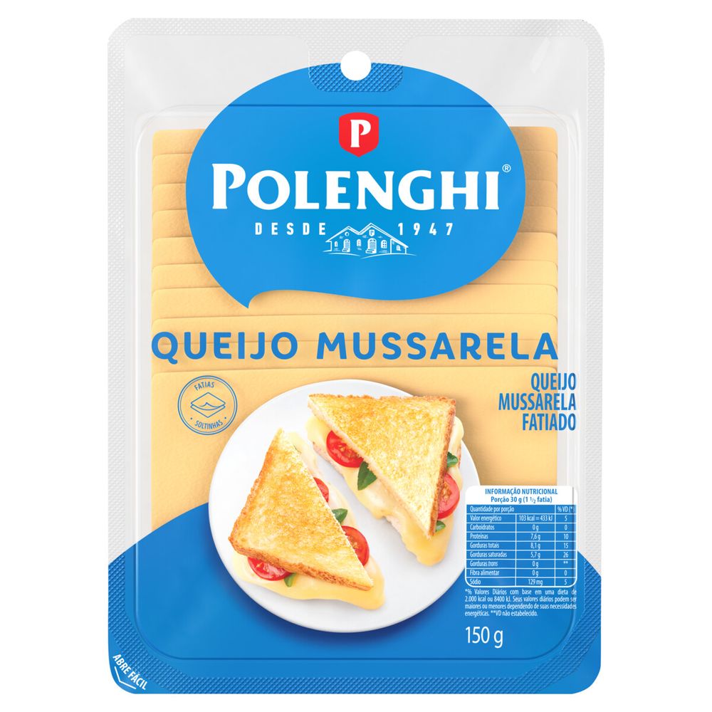 QUEIJO MUSSARELA POLENGHI FATIADO 150G - redemix