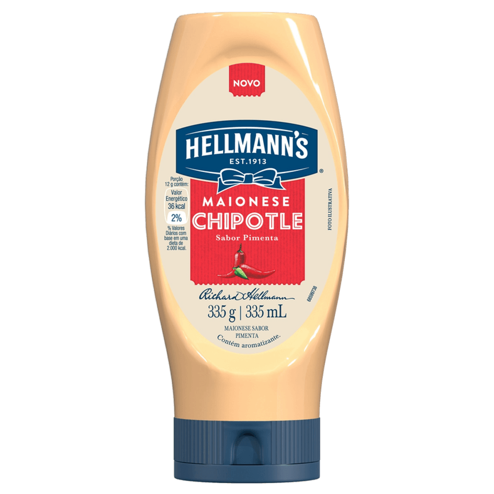 MAIONESE HELLMANNS CHIPOTLE PIMENTA SQUEEZE 335G - redemix
