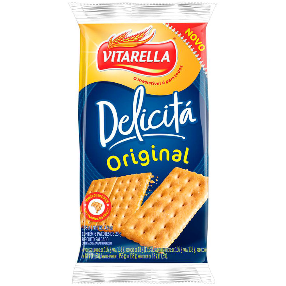 BISCOITO DELICITA VITARELLA SALGADO ORIGINAL 138G - redemix