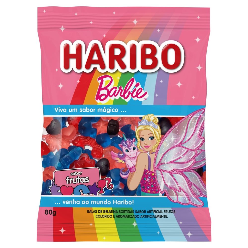 BALA DE GELATINA HARIBO BARBIE URSINHO SABOR FRUTAS 80G - redemix