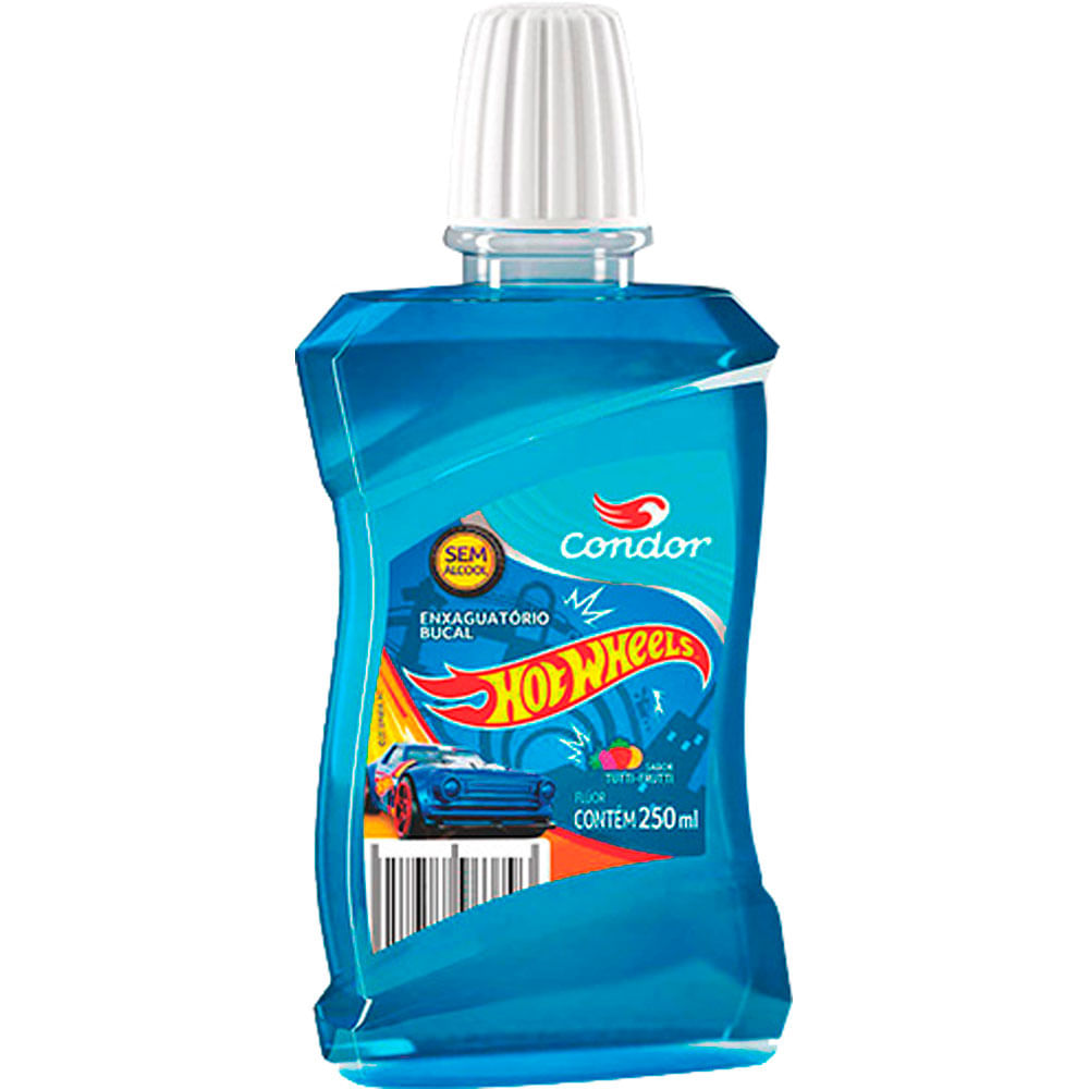 ENXAGUANTE BUCAL INFANTIL CONDOR HOT WHEELS TUTTI FRUTTI 250ML - redemix