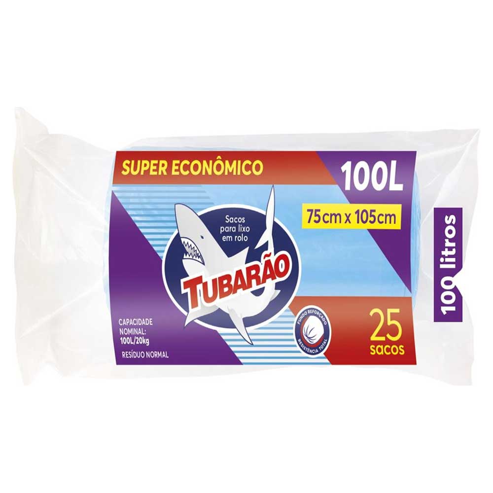 SACO LIXO TUBARAO SUPER ECONOMICO ROLO 100L C25 - redemix