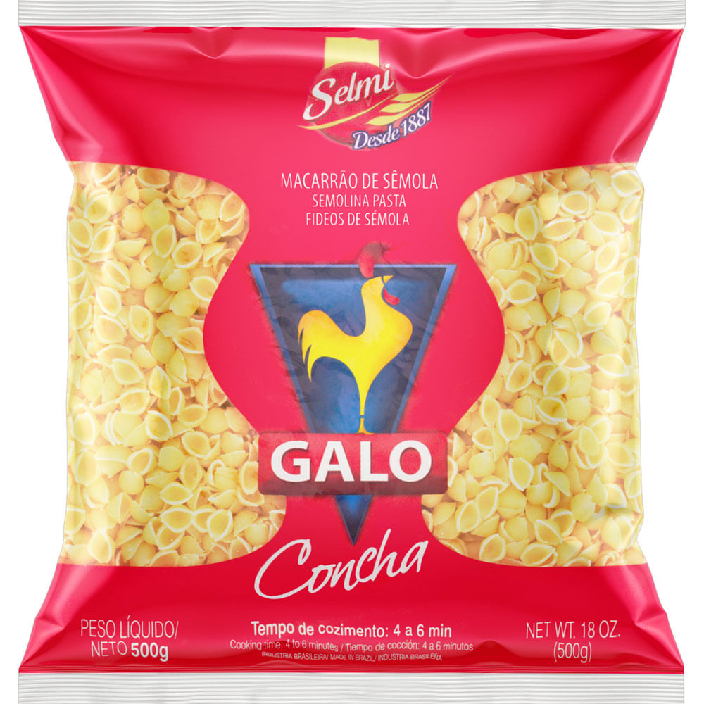 MACARRÃO CONCHA GALO 500G - redemix