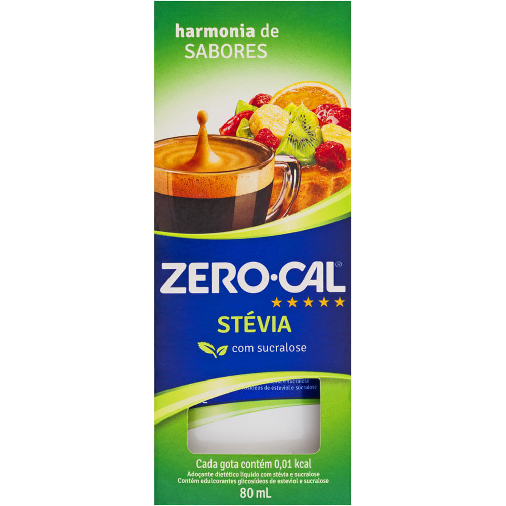 ADOÇANTE LÍQUIDO ZEROCAL STÉVIA 80ML - redemix
