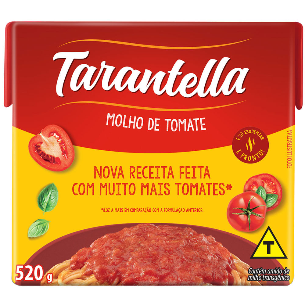 MOLHO TOMATE TARANTELLA TRADICIONAL PENEIRADO TP 520G - redemix