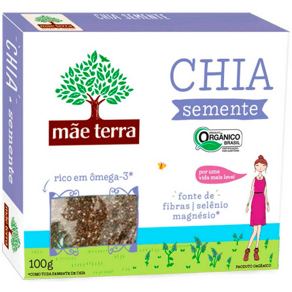 SEMENTE DE CHIA ORGÂNICA MÃE TERRA 100G - redemix