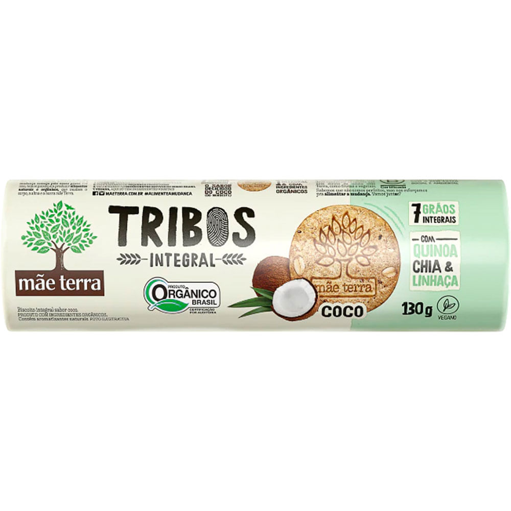 BISCOITO MAE TERRA ORGANICO TRIBOS COCO 130G - redemix
