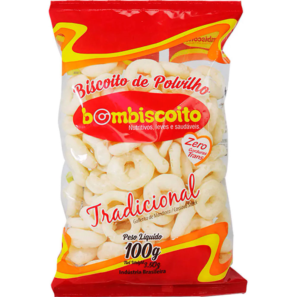 BISCOITO POLVILHO TRADICIONAL BOMBISCOITO 100G - redemix