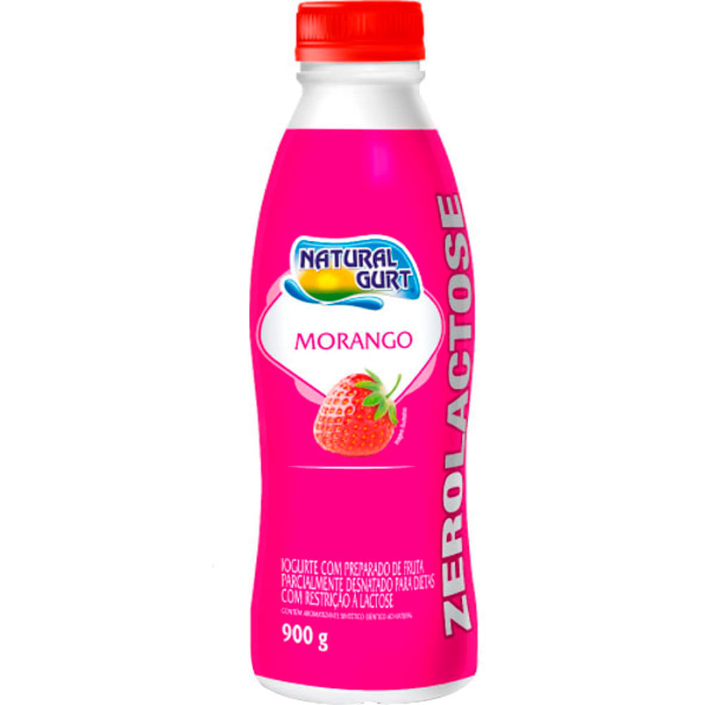 IOGURTE SEM LACTOSE NATURAL GURT MORANGO 900G - redemix