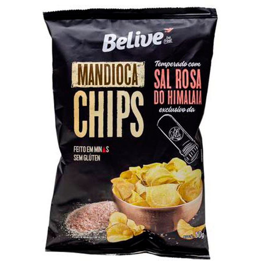 CHIPS MANDIOCA BELIVE SAL ROSA 50G - redemix