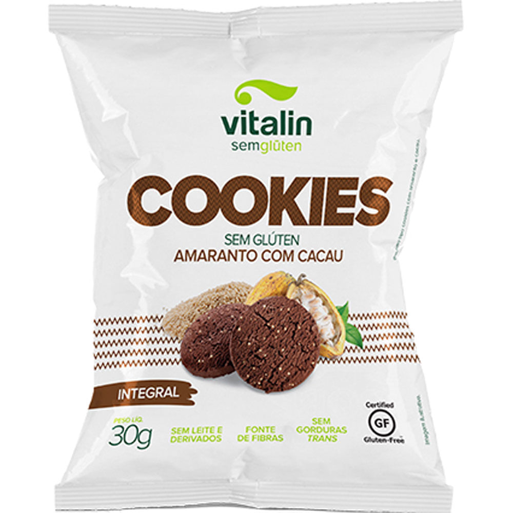COOKIES SEM GLUTEN VITALIN AMARANTO CACAU 30G - redemix