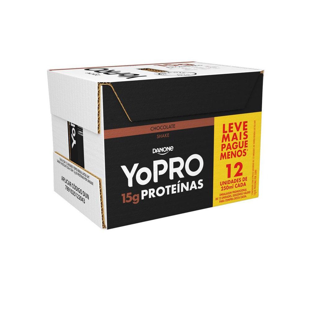 BEBIDA LACTEA YOPRO 15G DE PROTEINA 250ML CHOCOLATE COM 12 - redemix