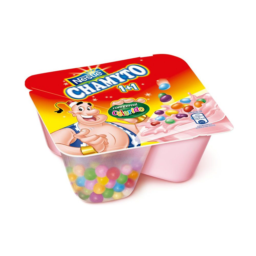 LEITE FERMENTADO CHAMYTO MORANGO COM CEREAL COLORIDO 130G - redemix