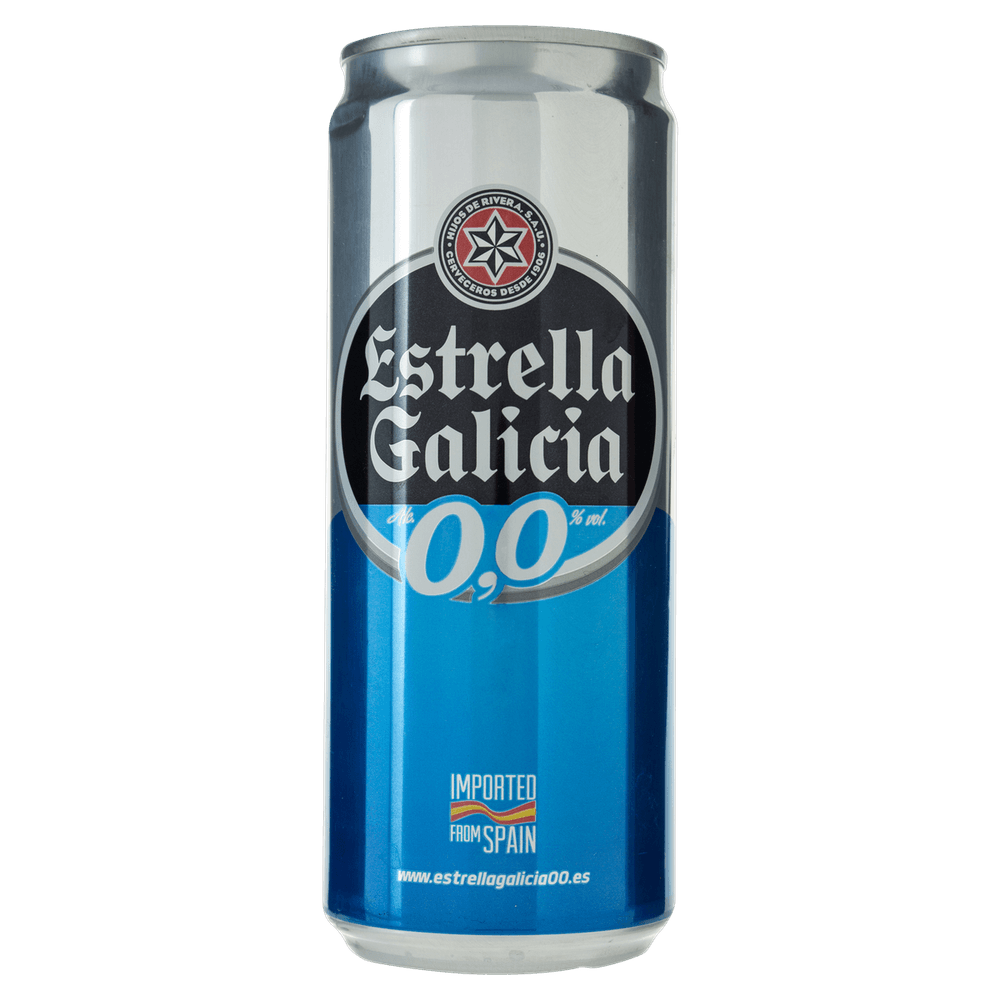 CERVEJA ESTRELLA GALICIA ZERO ALCOOL LATA 330ML - redemix
