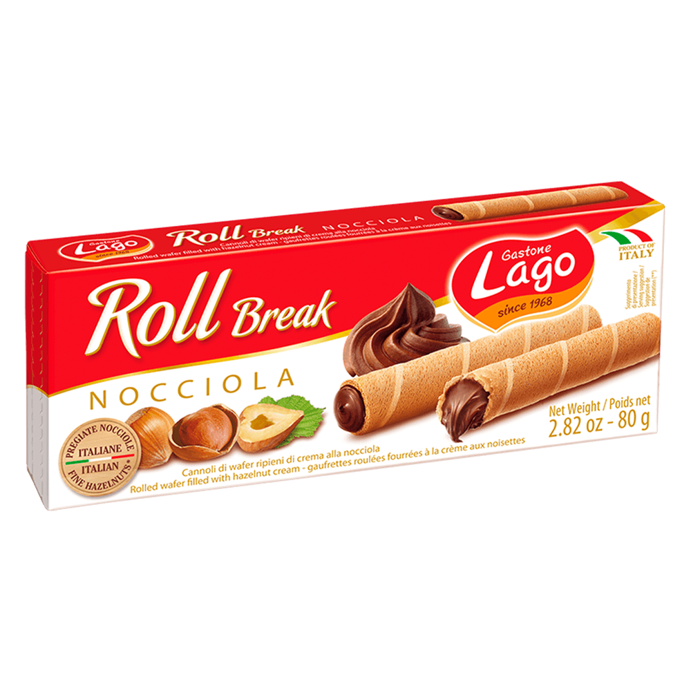 BISCOITO ITALIANO WAFER LAGO ROLL CREME DE AVELA 80G - redemix