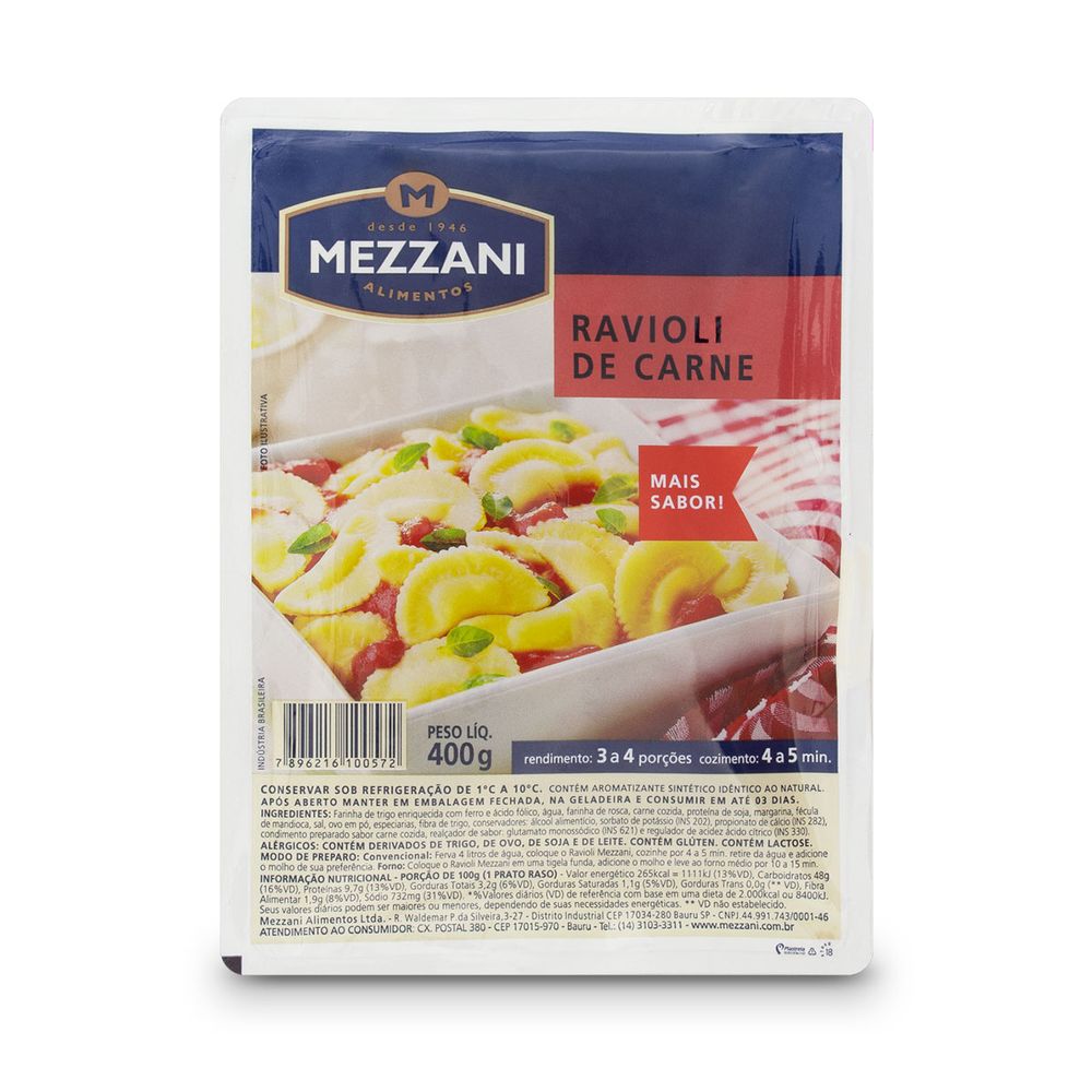 RAVIÓLI DE CARNE MEZZANI 400G - redemix