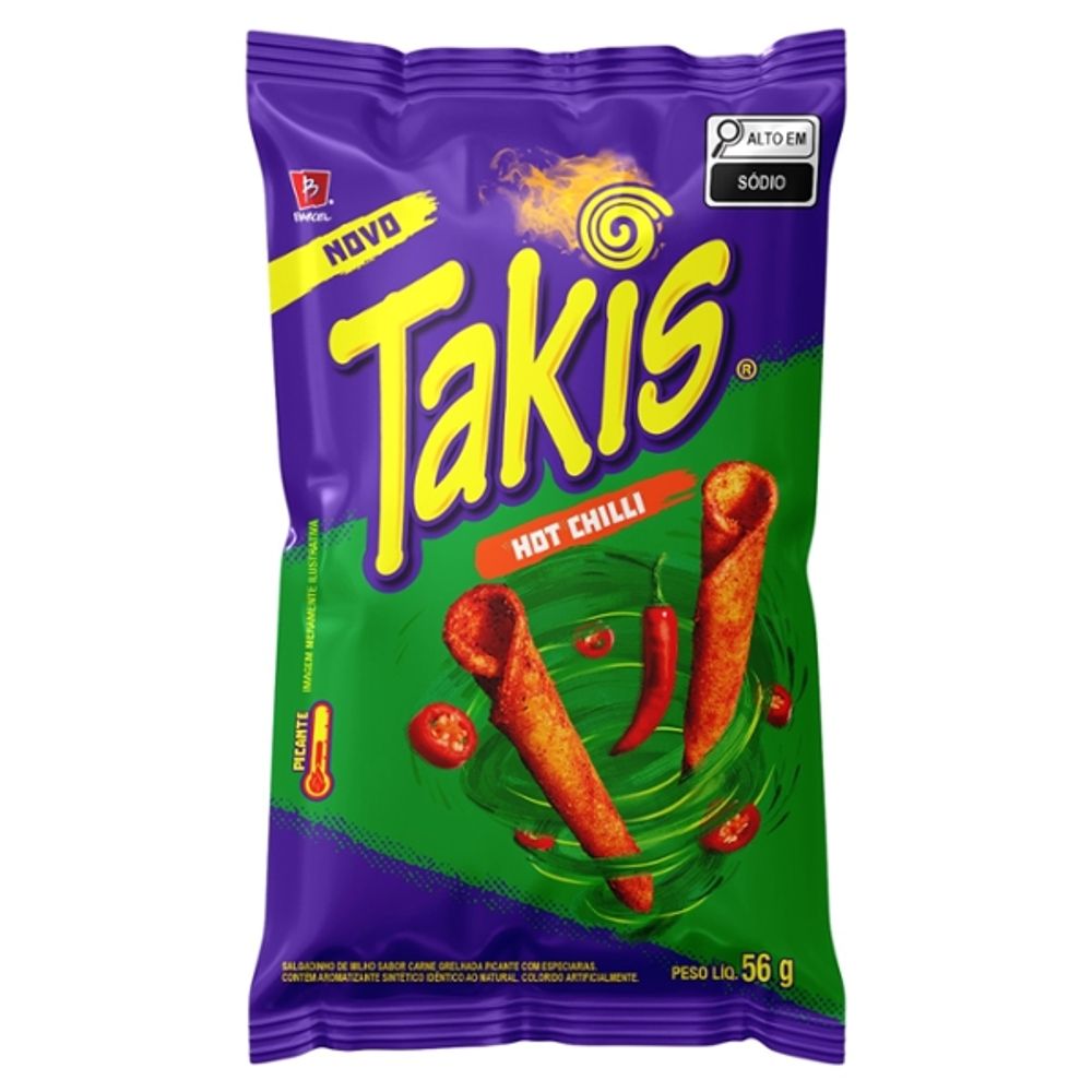 SALGADINHO DE MILHO BIMBO TAKIS HOT CHILLI 56G - redemix