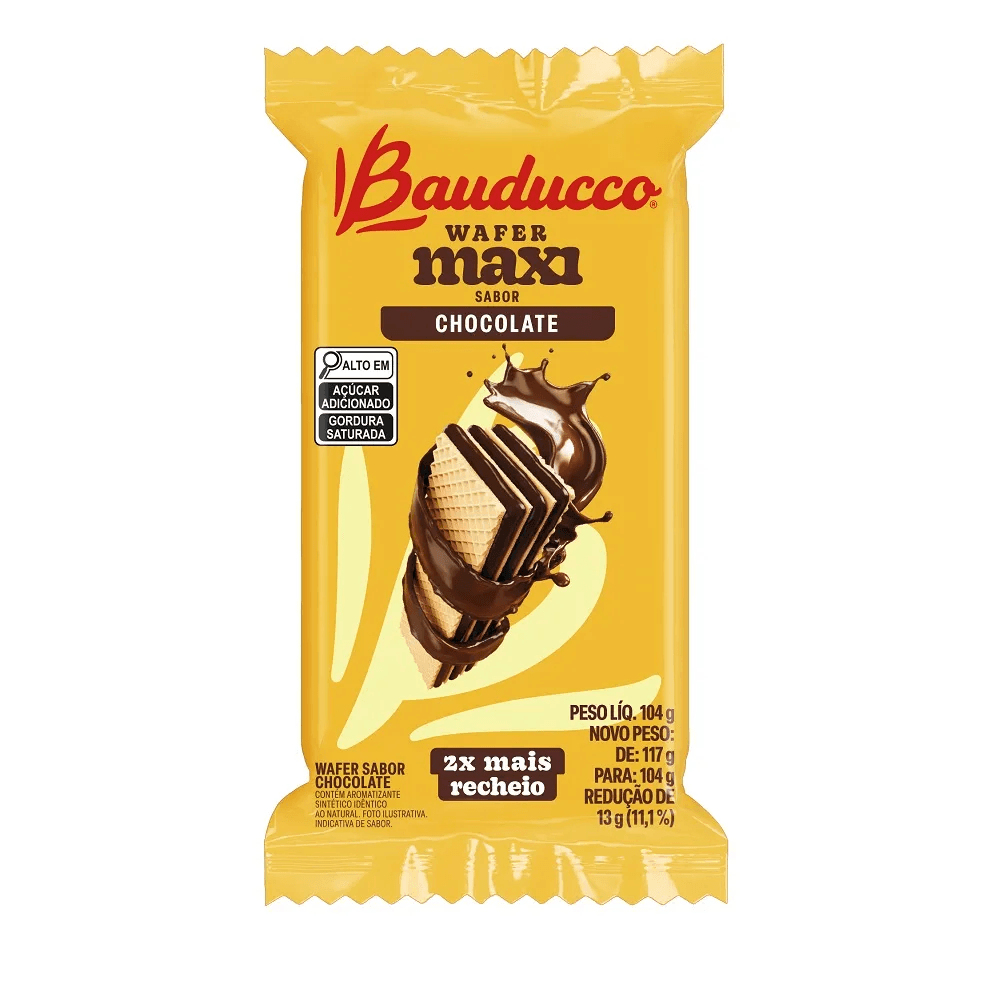 BISCOITO WAFER BAUDUCCO MAXI CHOCOLATE 104G - redemix