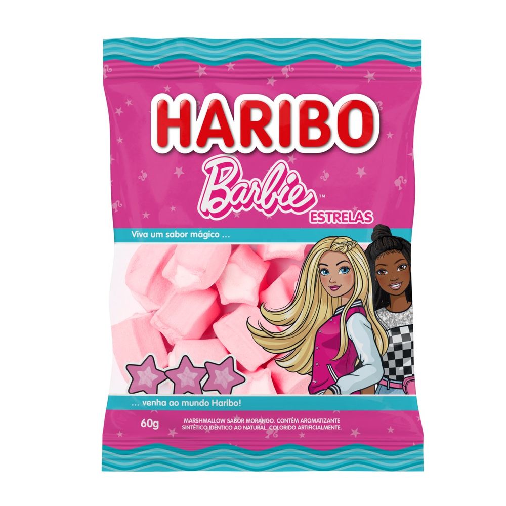 MARSHMALLOW DE MORANGO HARIBO BARBIE ESTRELAS 60G - redemix