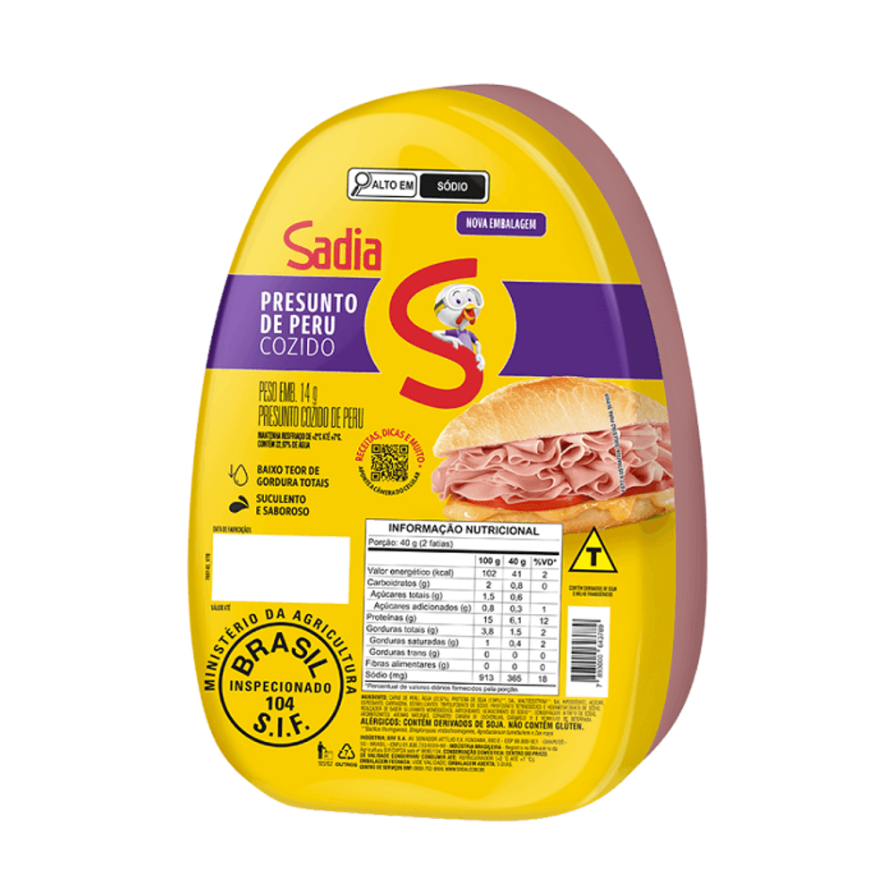 PRESUNTO PERU COZIDO SADIA PECA 1 UNIDADE 3500G - redemix
