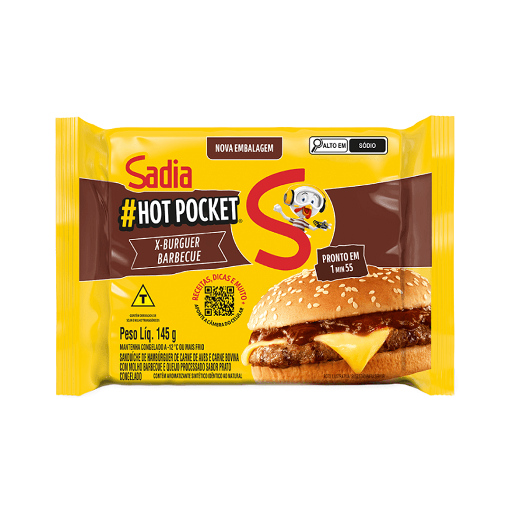 SANDUICHE HOT POCKET SADIA XBURGUER BARBECUE MICROONDAS 145G - redemix