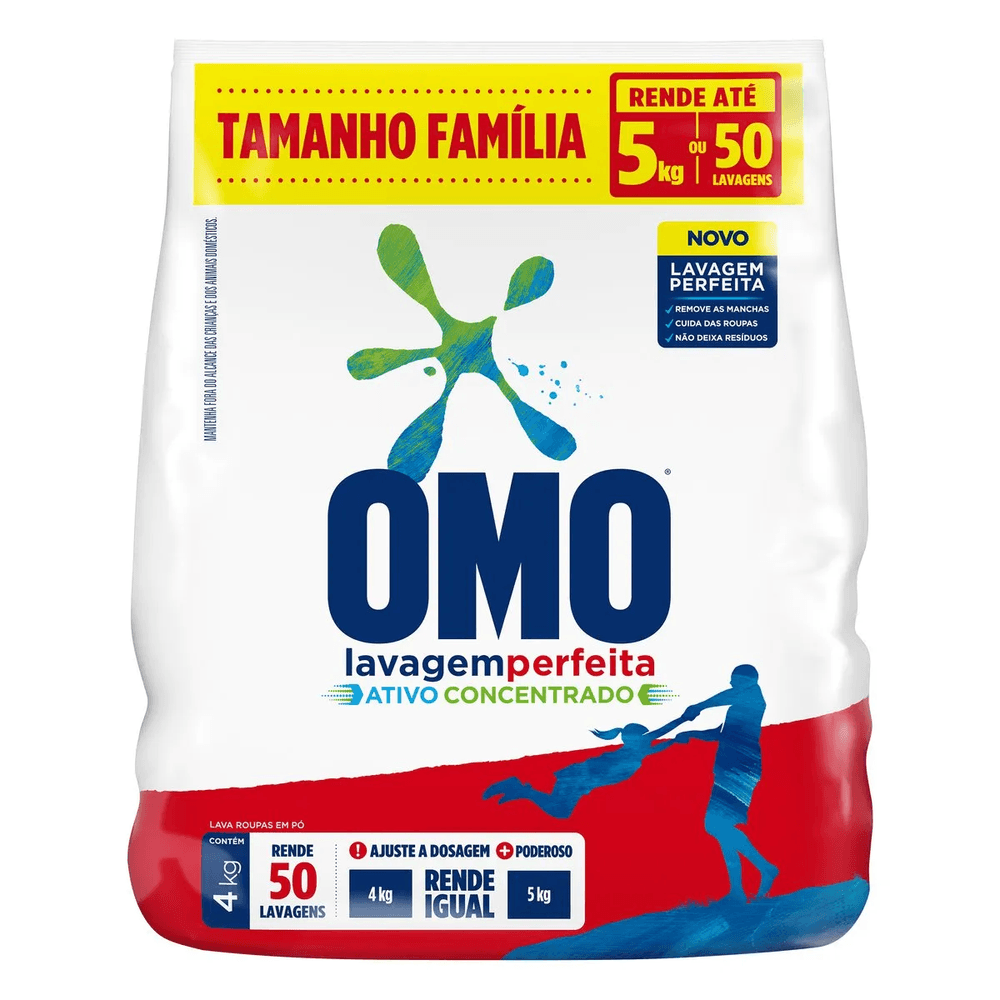 DETERGENTE PÓ OMO BAG LAVAGEM PERFEITA 4KG - redemix